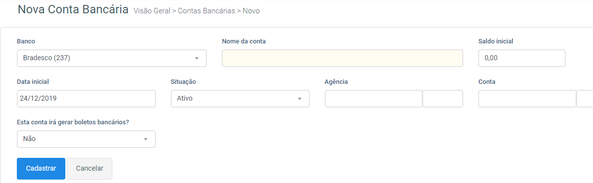 Contas bancárias - Base de Conhecimento